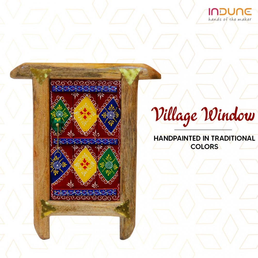 Traditional Red Painted Village Window