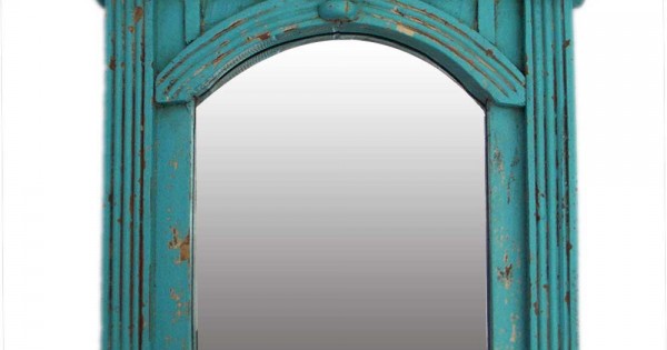 Wooden Mirror Frame - Distressed Blue