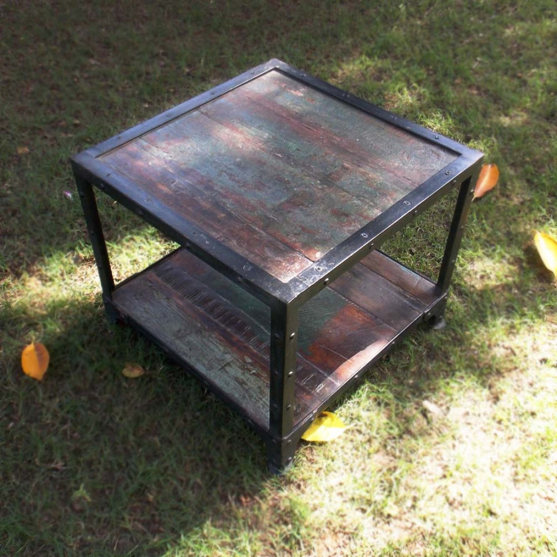 Reclaimed Wood Table Iron Frame - Square