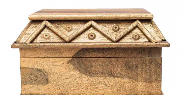 Wooden Mini Pitara Box with Golden Shade