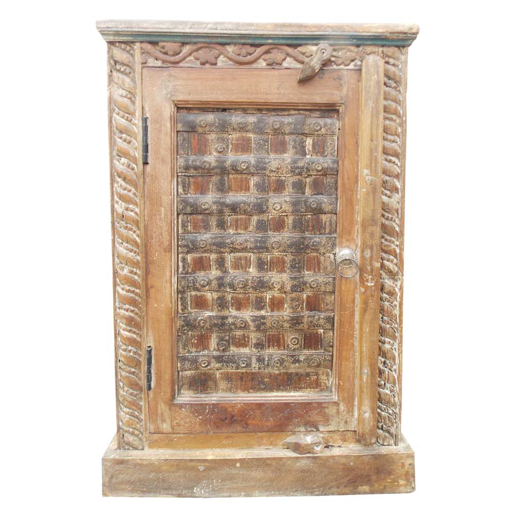 Reclaimed Wood Rustic Bed Side Cabinet