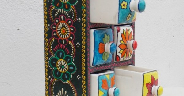 6 Drawers Ceramic drawers Mini Chest Painted